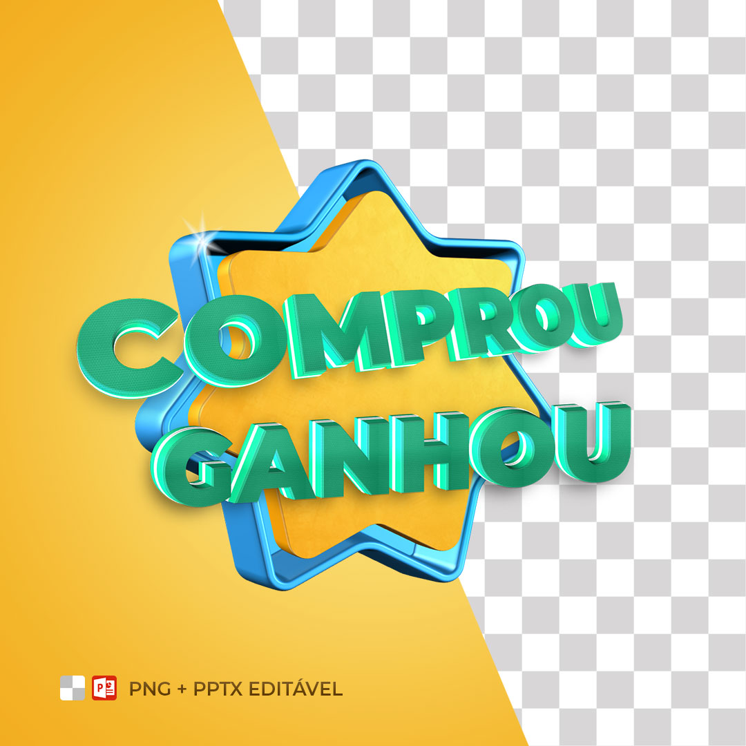 Selo 3D Comprou Ganhou PPTX Editável + PNG Sem Fundo [download] - Designi