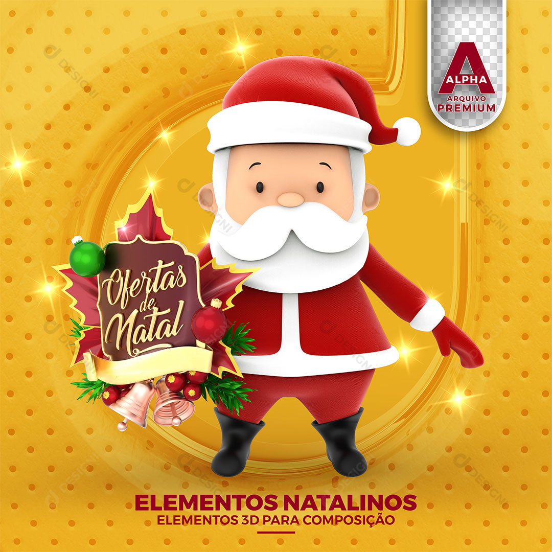 Elementos Natalino 3D Para Composição PSD Editável [download] - Designi