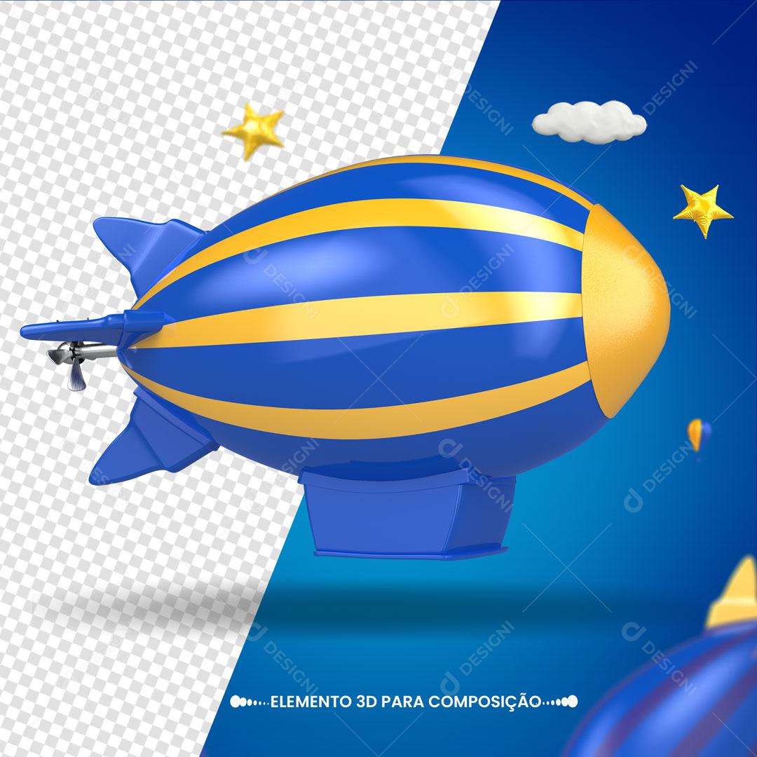 Elemento 3D Dirigível Azul Para Composição PSD Editável [download ...