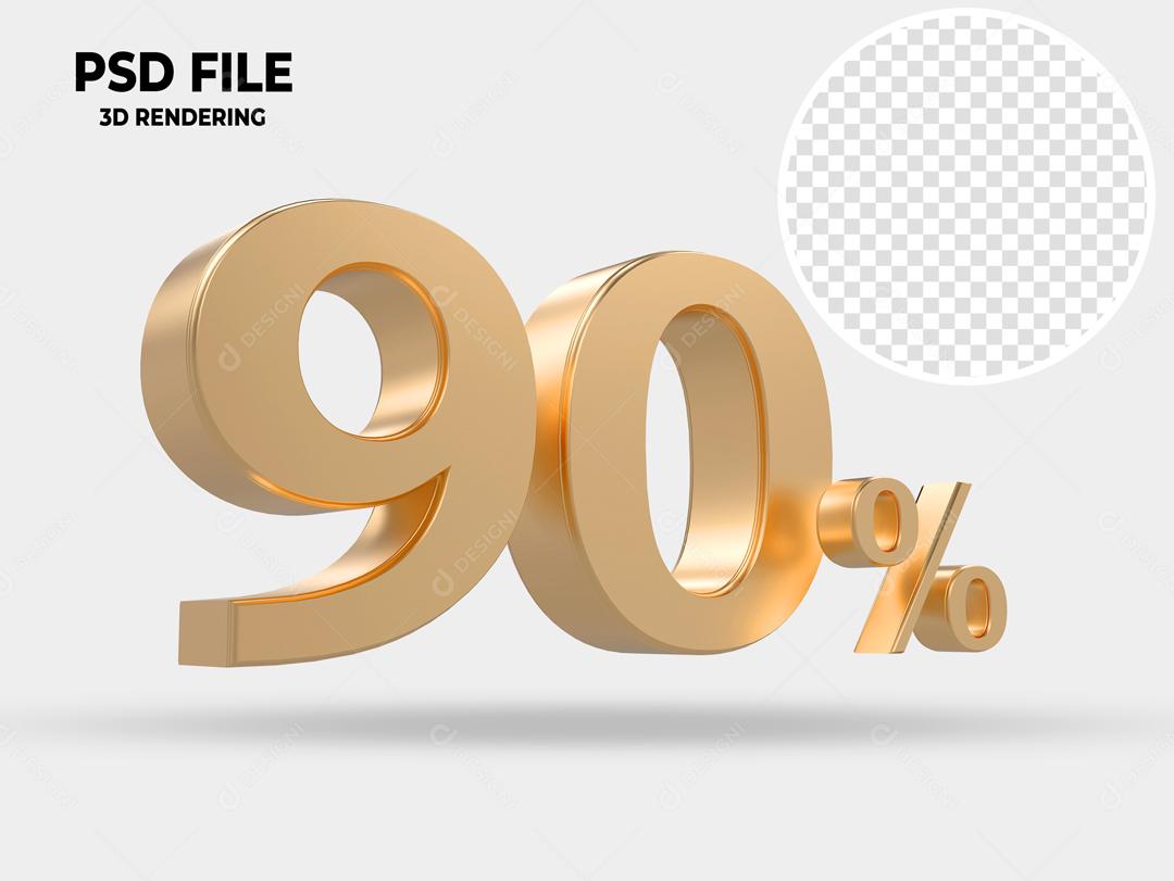Número 3D 90% Para Composição PSD [download] - Designi