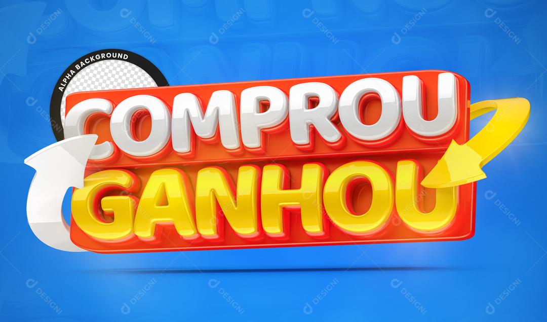 Selo 3D Comprou Ganhou PSD [download] - Designi