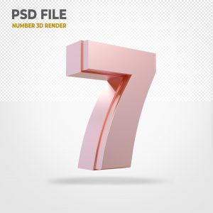 Número 3D 7 Rosa Para composição PSD [download] - Designi