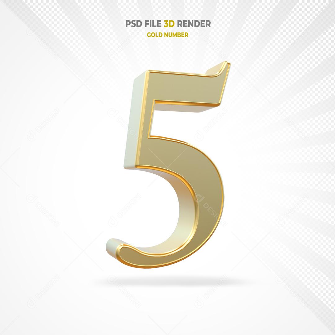 Número 3D Dourado Para Composição PSD [download] - Designi