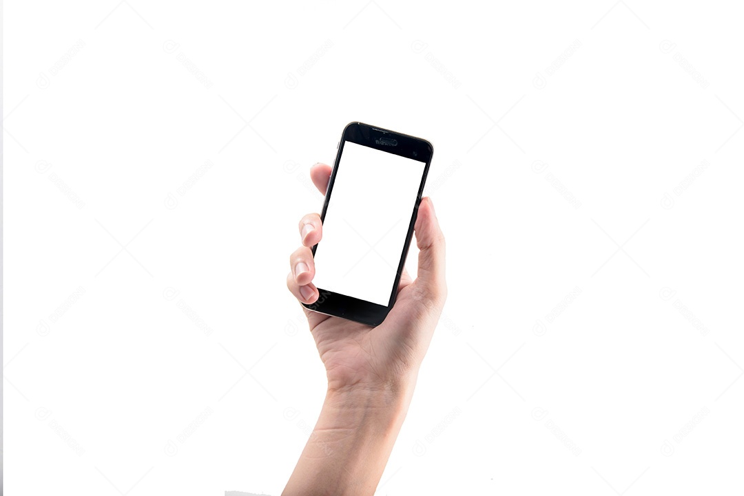 Mão segurando o telefone isolado [download] - Designi