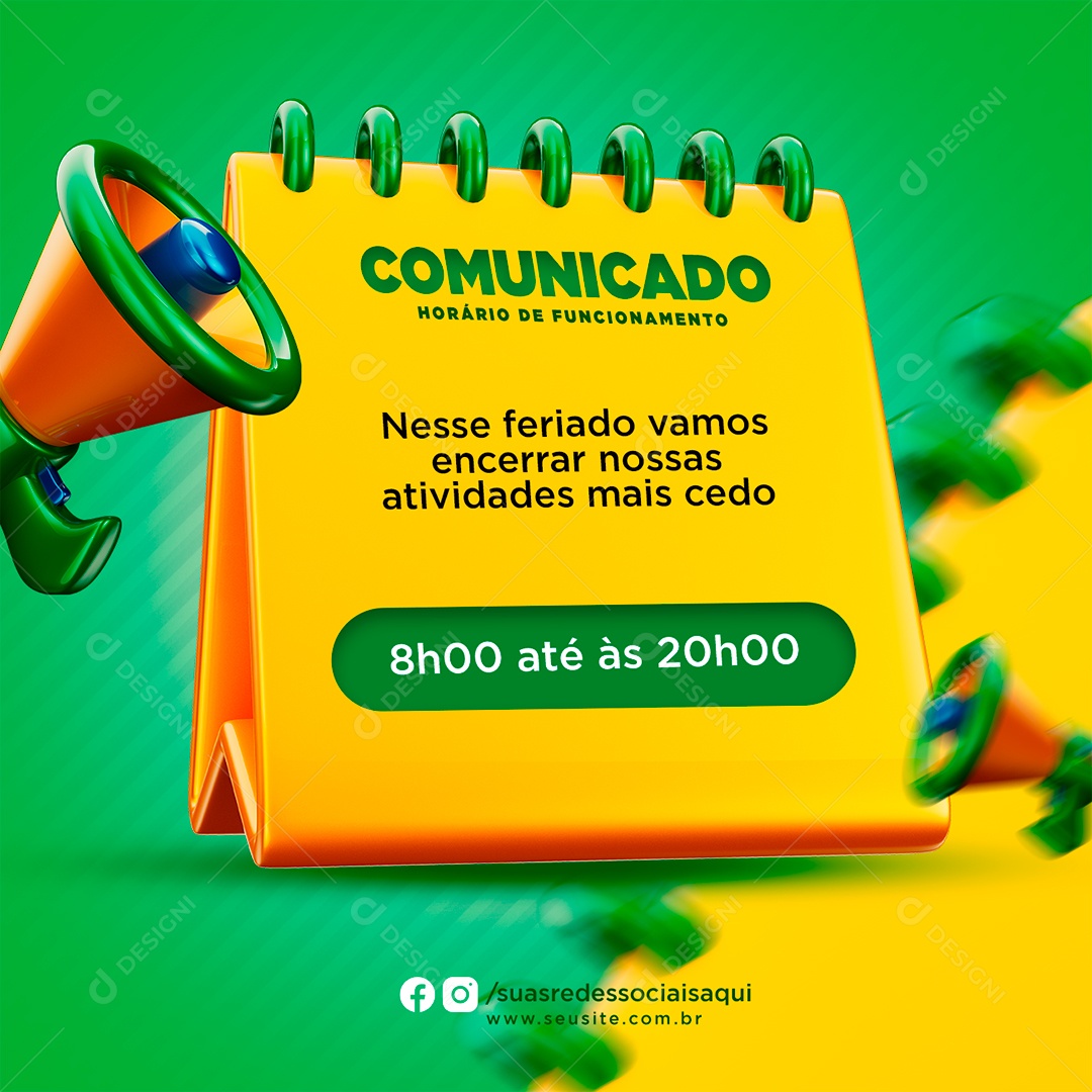 Comunicado Importante Feriado Da Independência do Brasil Social Media PSD Editável [download ...