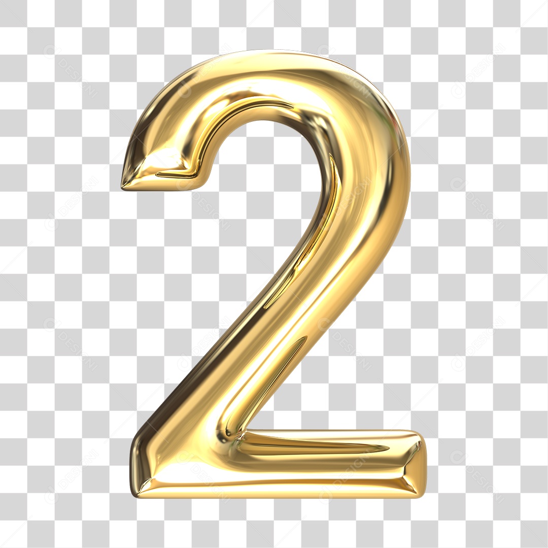 Golden number 2 3D element PNG [download] - Designi