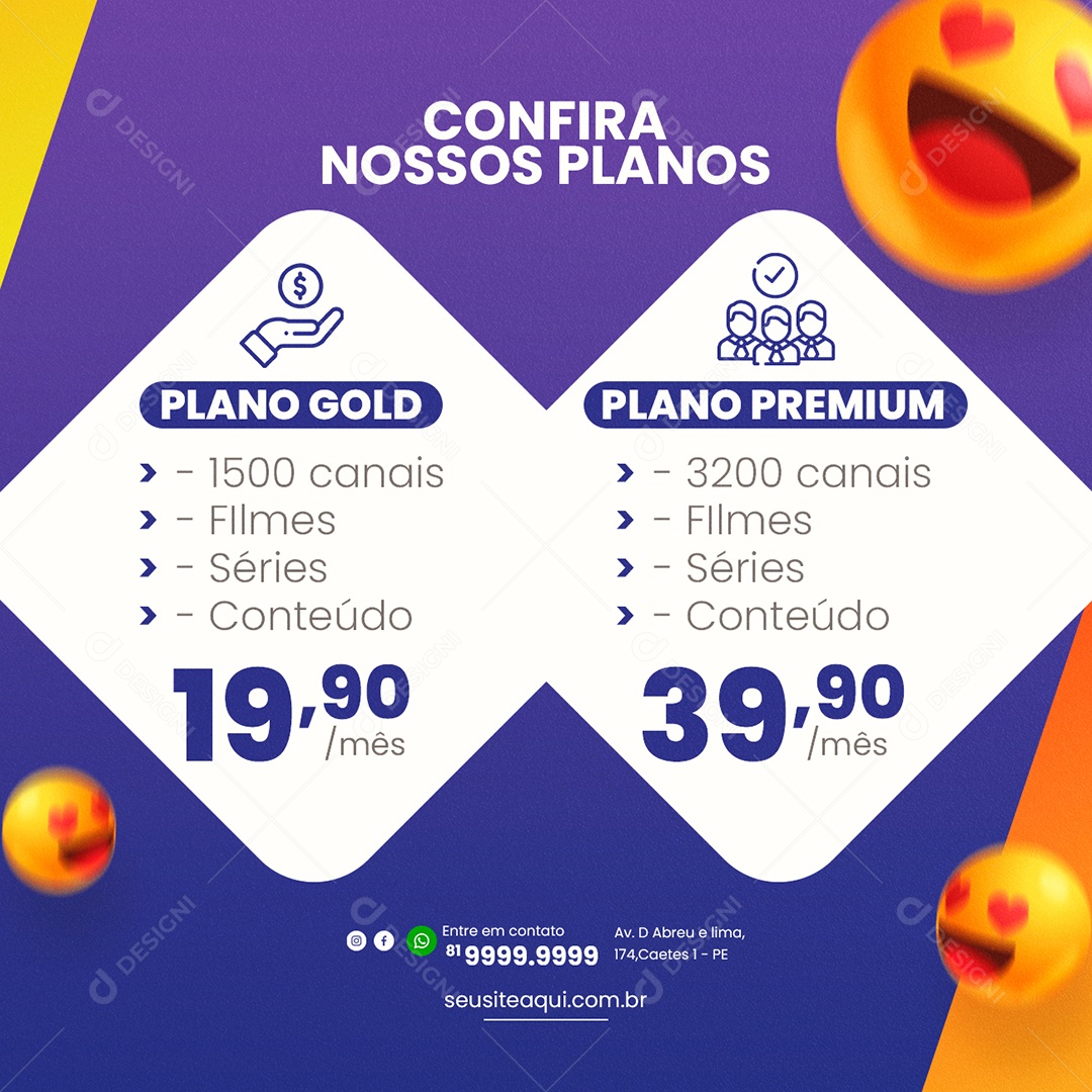 Social Media IPTV Confira Nossos Planos PSD Editável [download] - Designi