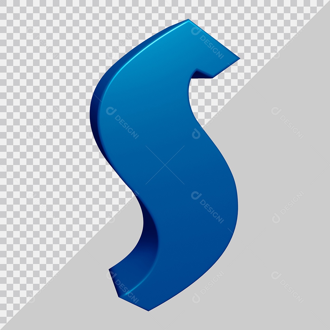 Elemento 3D Para Composição Letra S Azul PSD [download] - Designi