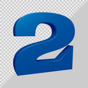 Elemento 3D Para Composição Número 2 Azul PSD [download] - Designi