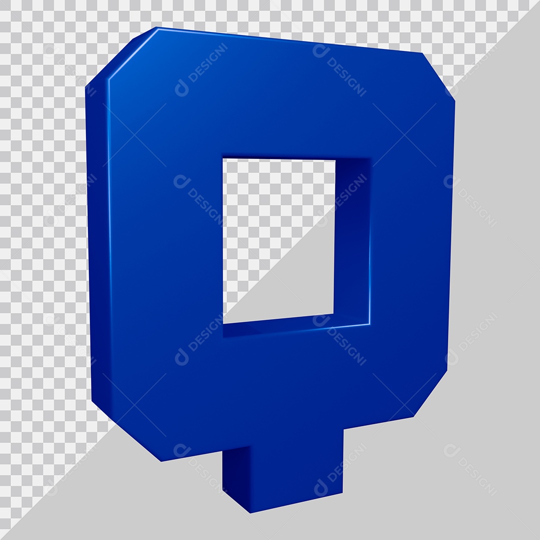 Elemento 3D Para Composição Letra Q Azul PSD [download] - Designi