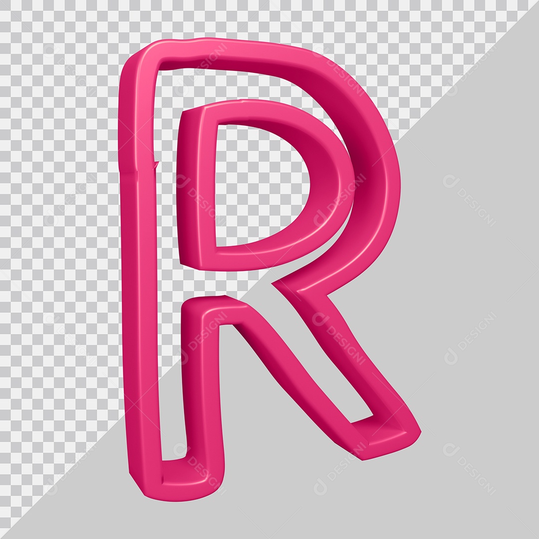 Elemento 3D Para Composição Letra R Rosa PSD [download] - Designi