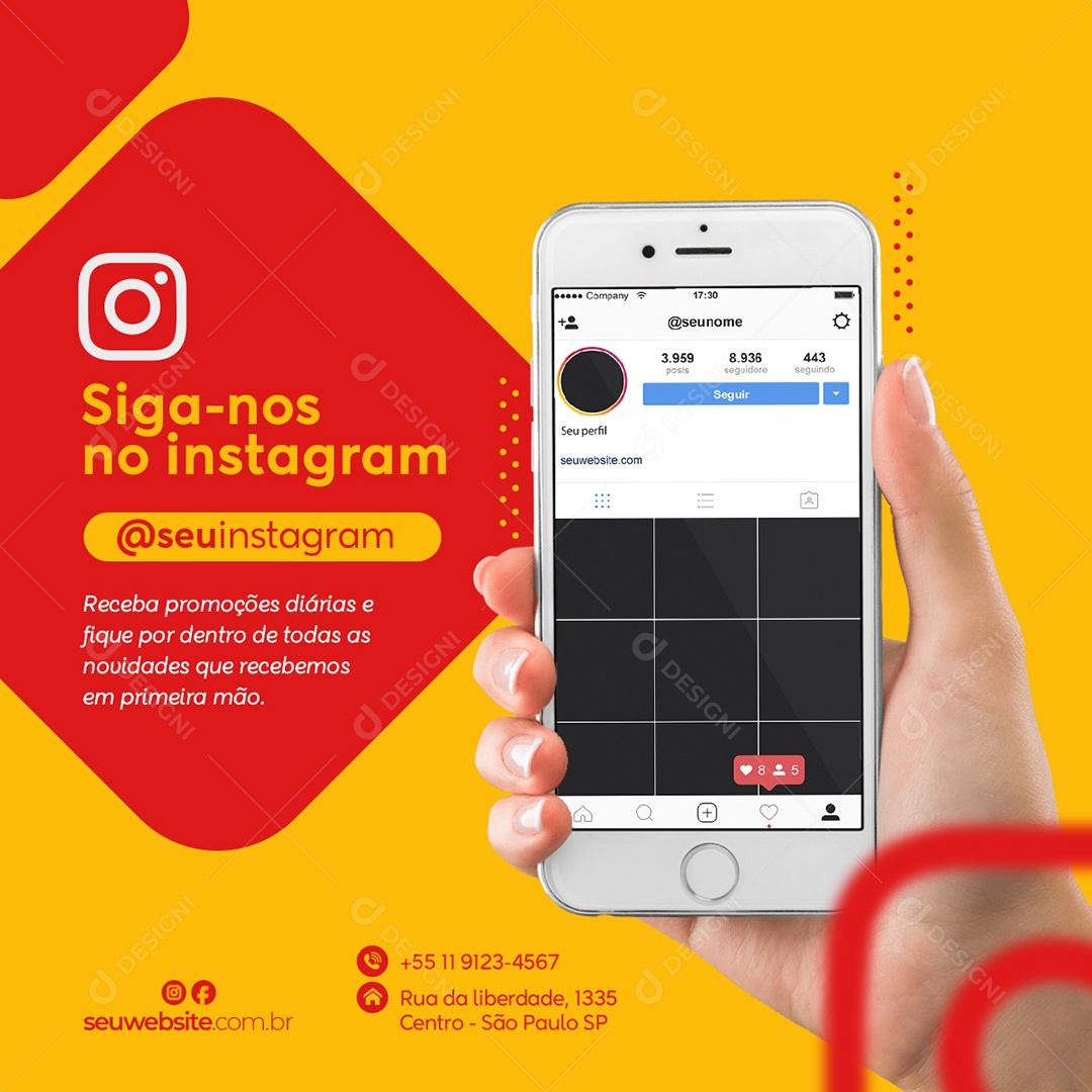 Siga Nos No Instagram e Nas Redes Sociais Social Media PSD Editável [download] - Designi