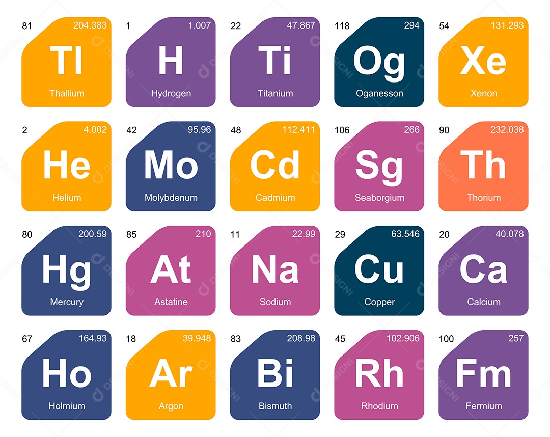Tabela Periódica Colorida Ícones Vetor EPS [download] - Designi