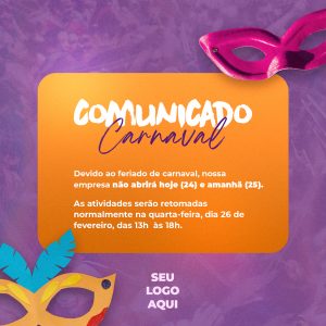Comunicado Carnaval Social Media PSD Editável [download] - Designi