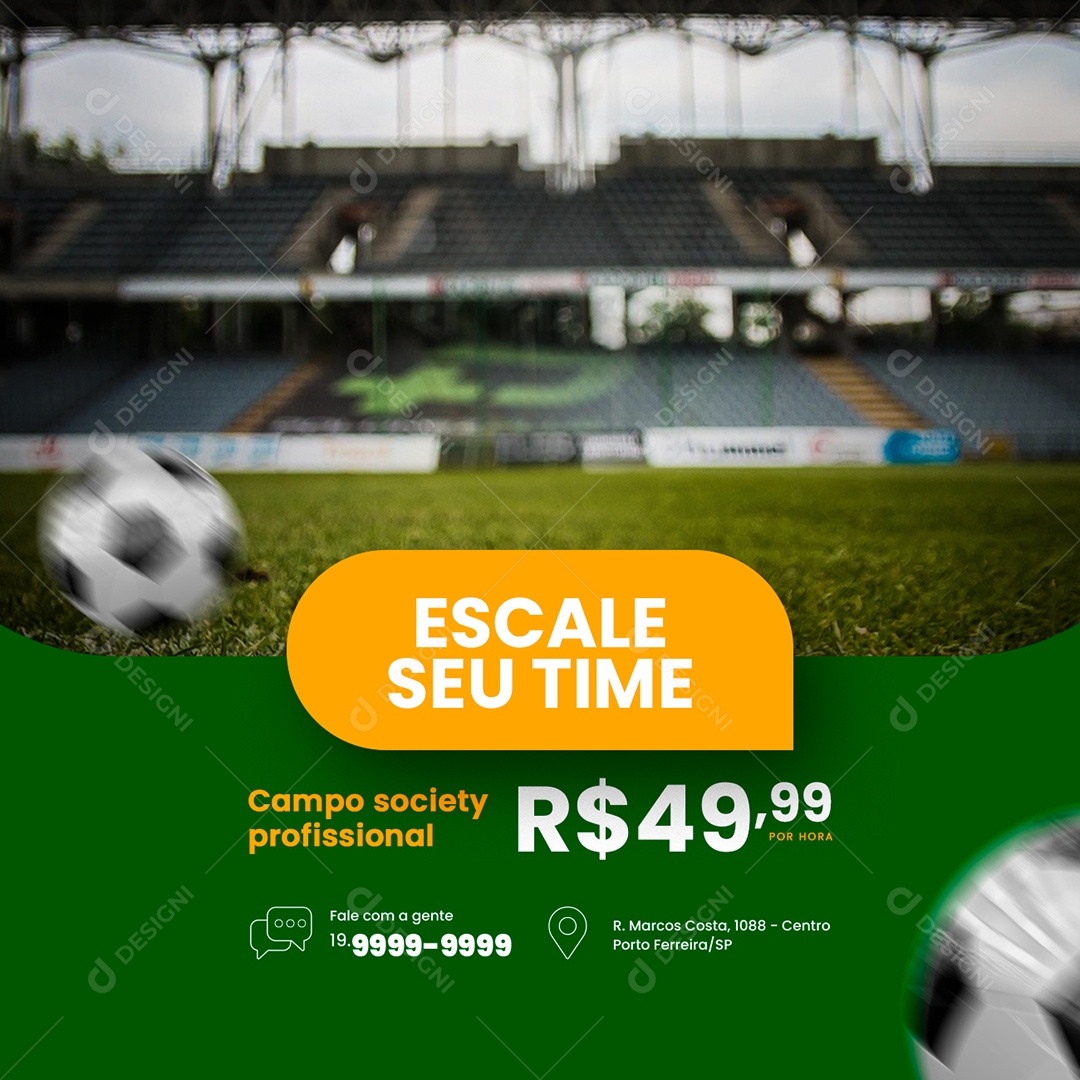 Escale seu Time Aluguel de Campo Social Media PSD Editável [download] - Designi