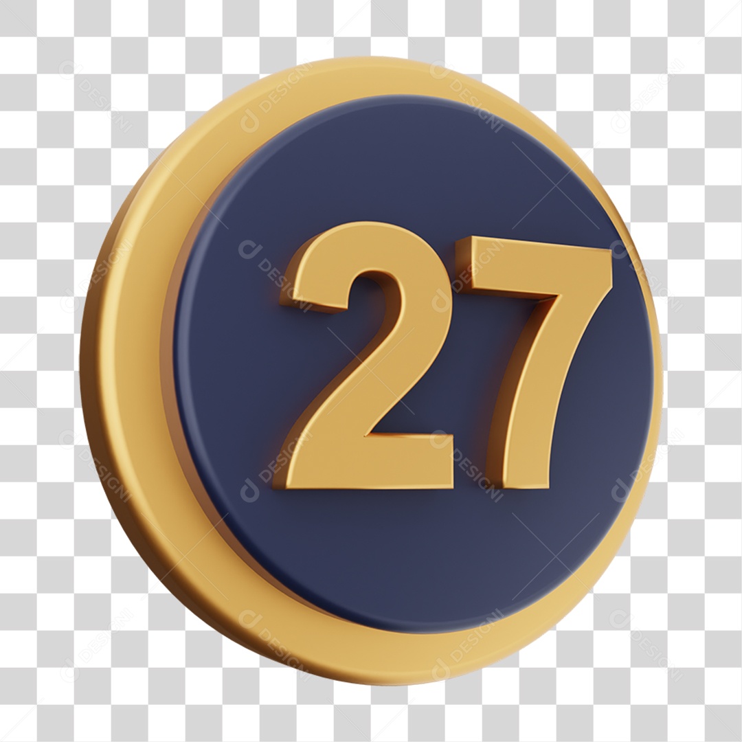 Elemento 3D Número 27 PNG Transparente [download] - Designi