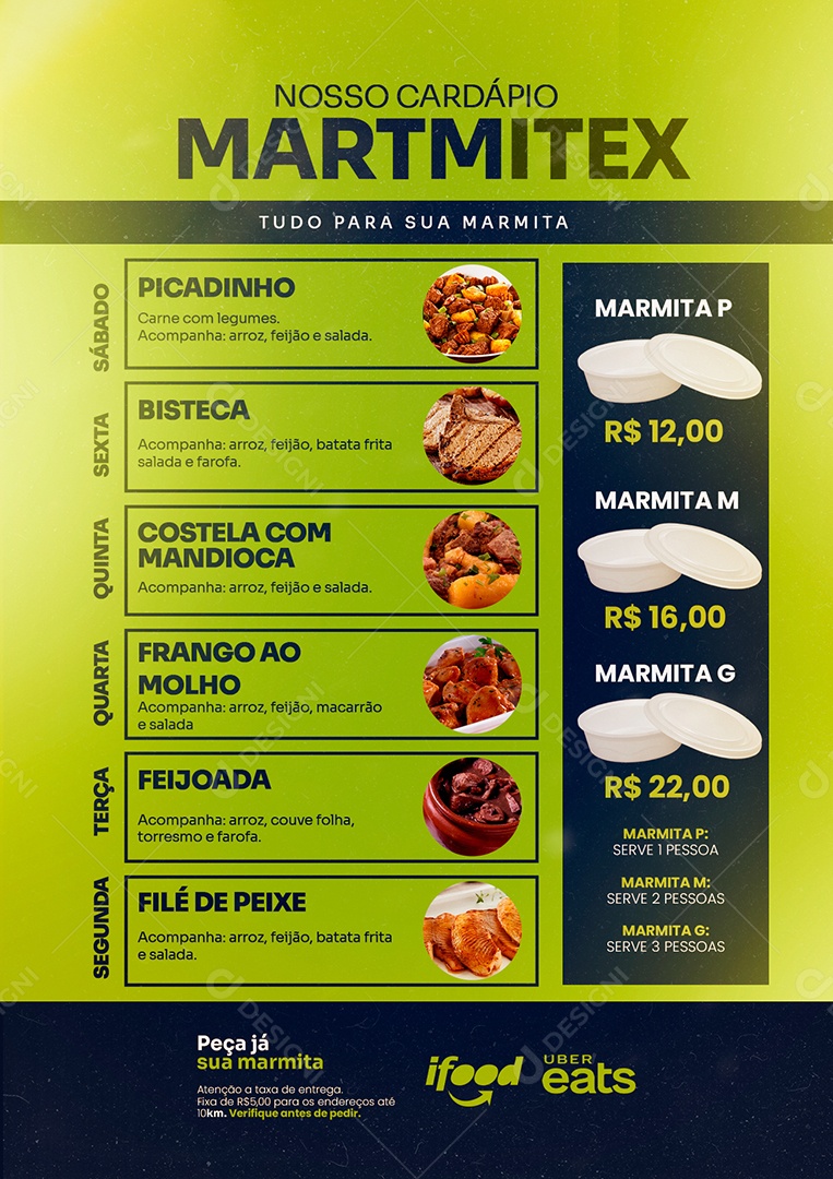 Modelo de Cardápio Marmita PSD Editável [download] - Designi