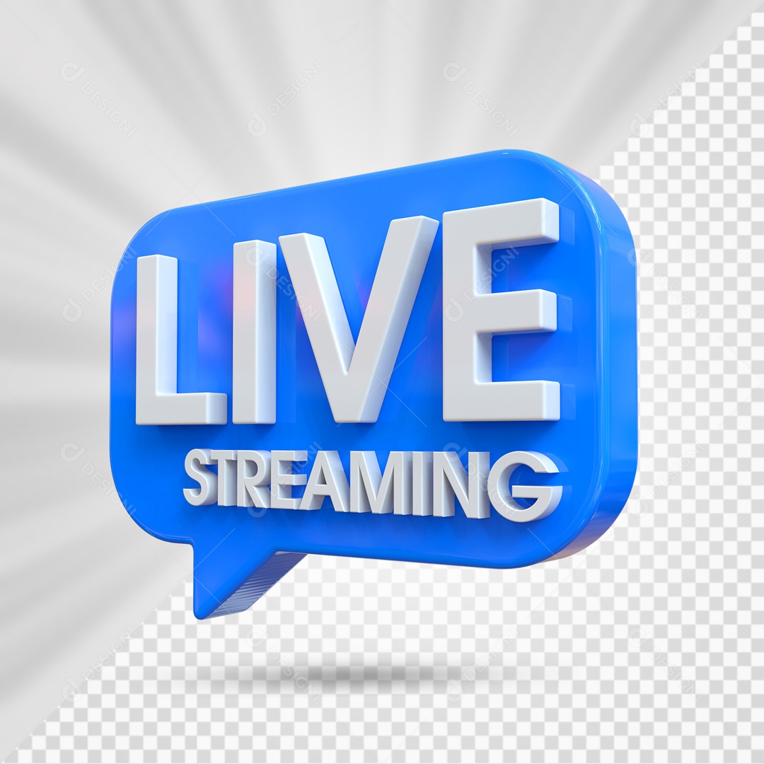 Live Stream Azul E Branco Selo 3D PSD [download] - Designi