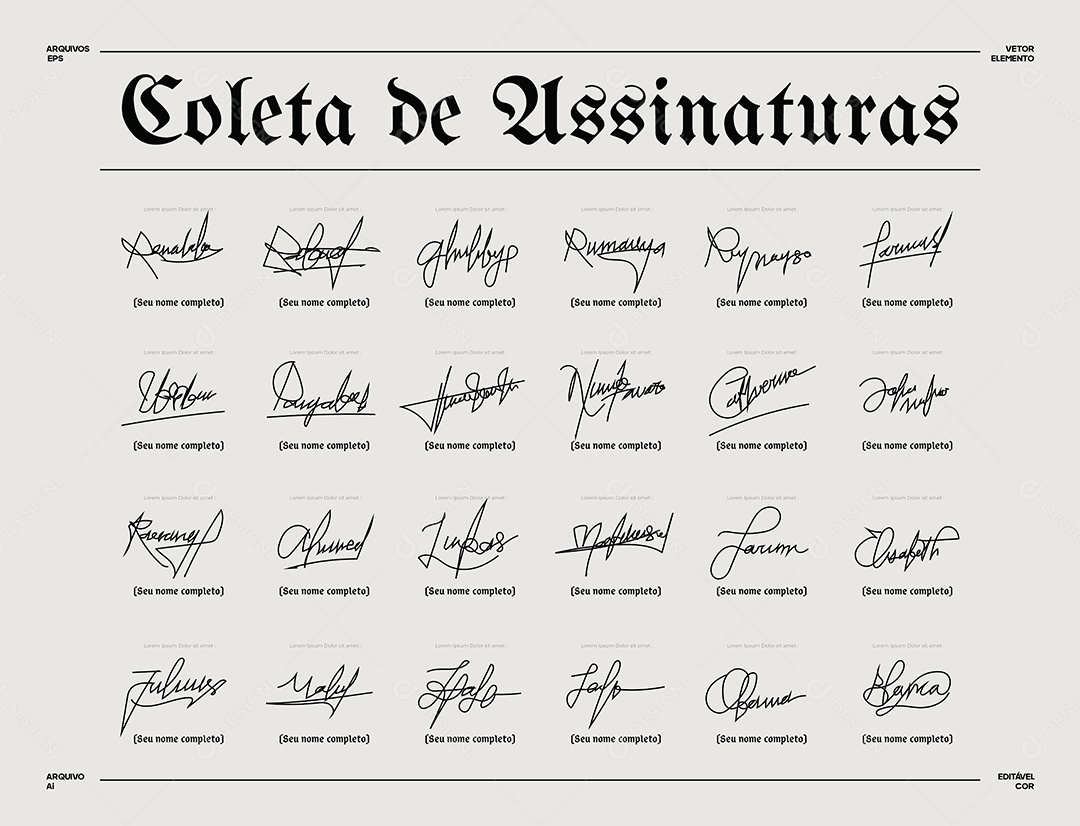 Folha Com Coleta De Assinaturas EPS Editavel [download] - Designi