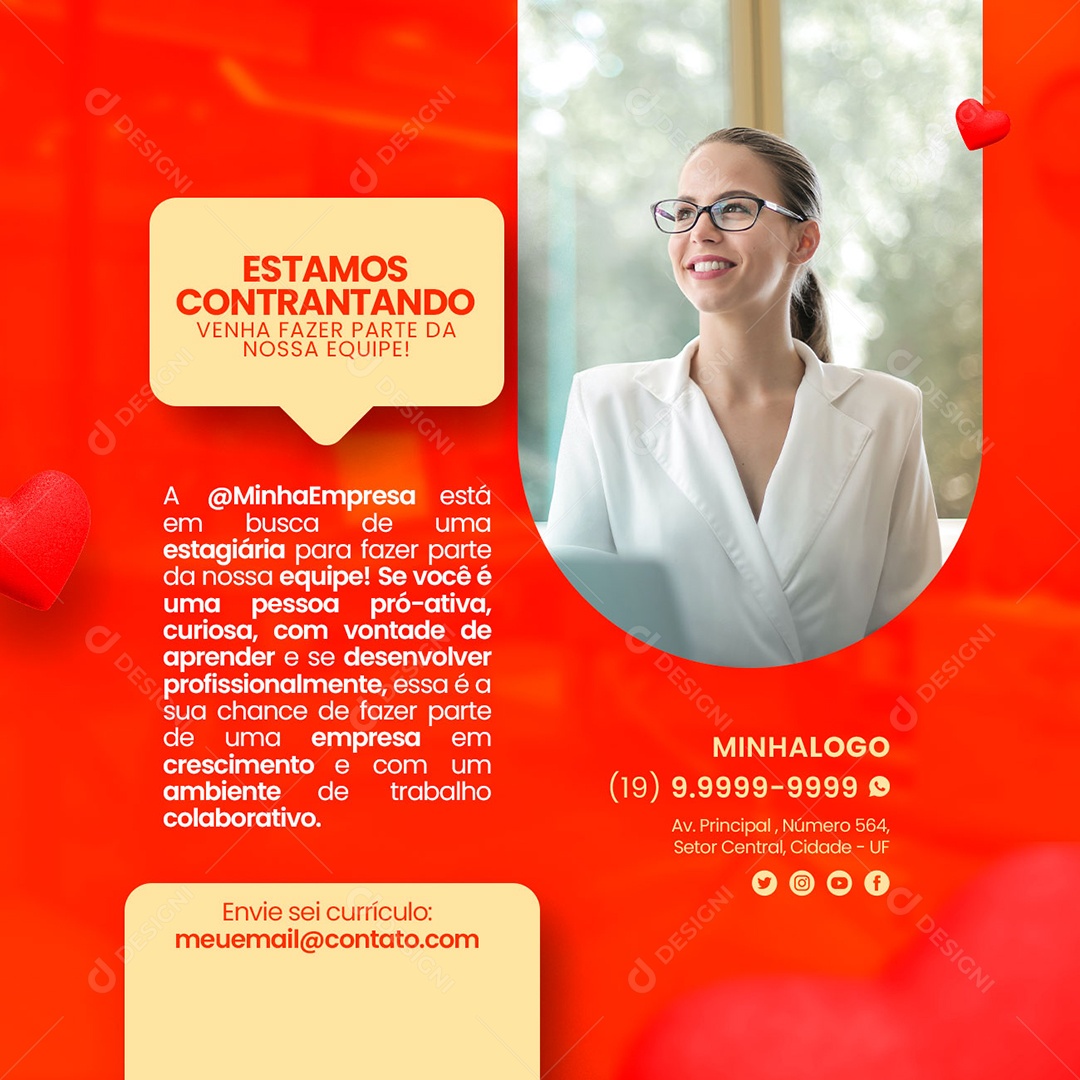 Estamos Contratando Venha Fazer Parte Da Nossa Equipe Vagas de Empregos Social Media PSD ...