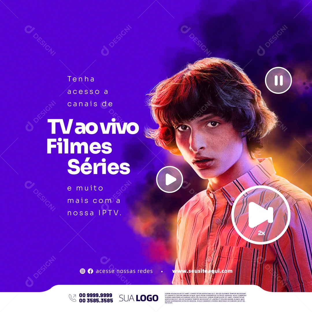 Tenha Acesso de Canais de TV Ao Vivo IPTV Social Media PSD Editável ...