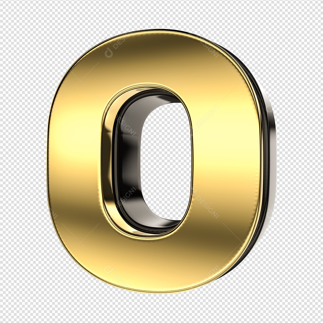 Letra O Dourado E Preto Elemento 3D Para Composição PSD [download ...