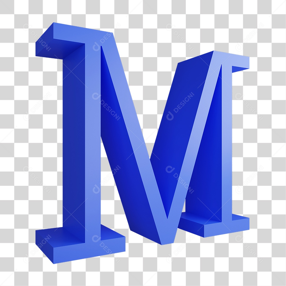 Alfabeto Letra Azul M PNG Transparente [download] - Designi