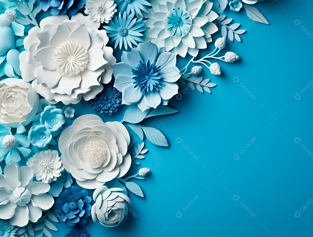 Flores sobre fundo isolado azul. [download] - Designi