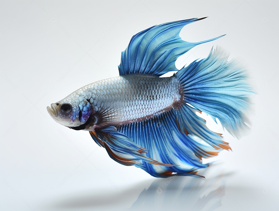 Peixe Betta Branco E Azul