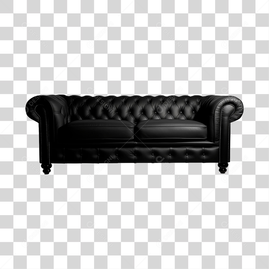 Sofá Preto Rustico Elemento 3D PNG Transparente [download] - Designi