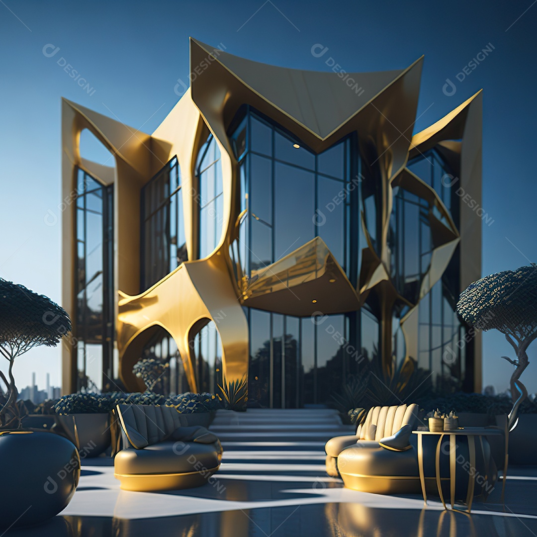 Casa dourada design moderno e minimalista [download] - Designi