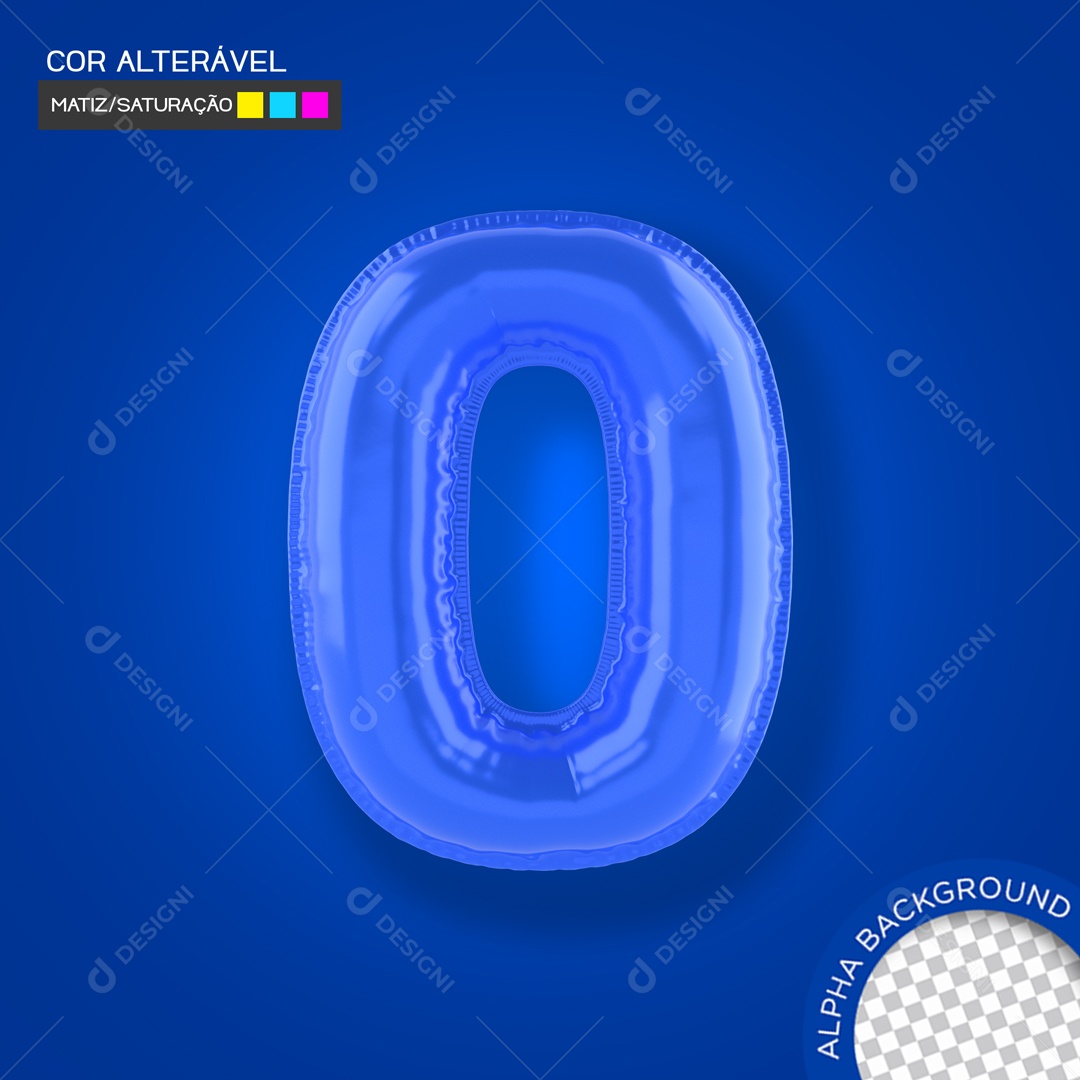 Elemento 3D Balão Azul Letra O Para Composição PSD [download] - Designi