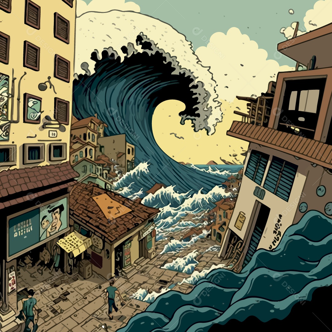 Tsunami Ilustração Vetor EPS [download] - Designi