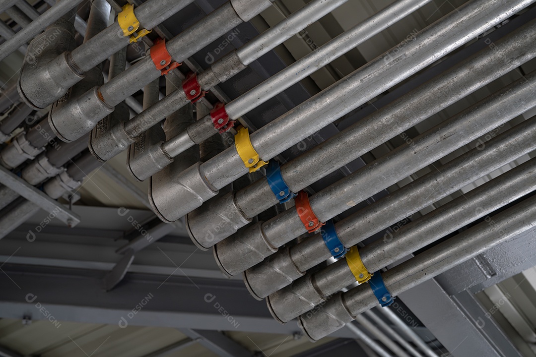 Sistema de conduíte elétrico e tubo de cabo elétrico instalado no teto ...