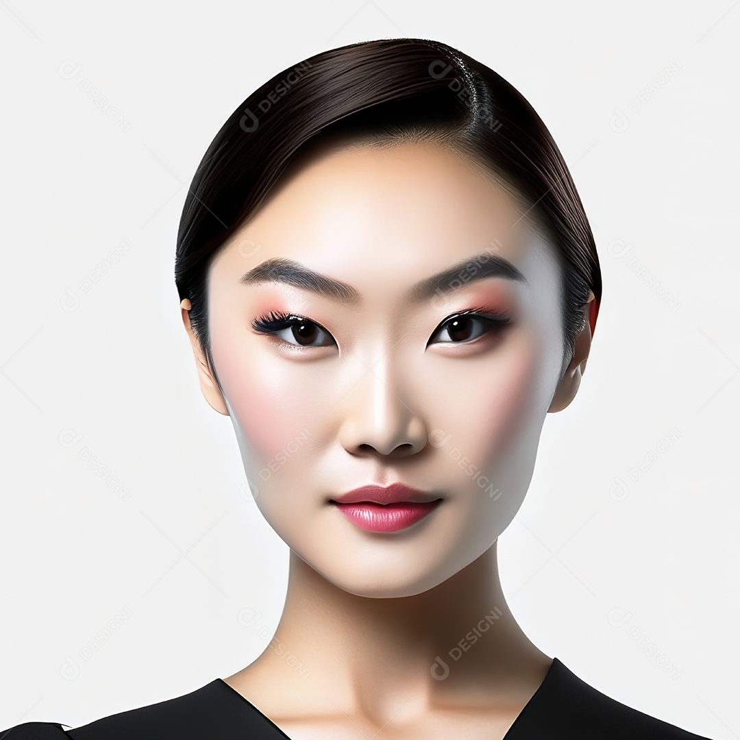 Retrato de uma mulher asiática em uma malha detalhada [download] - Designi