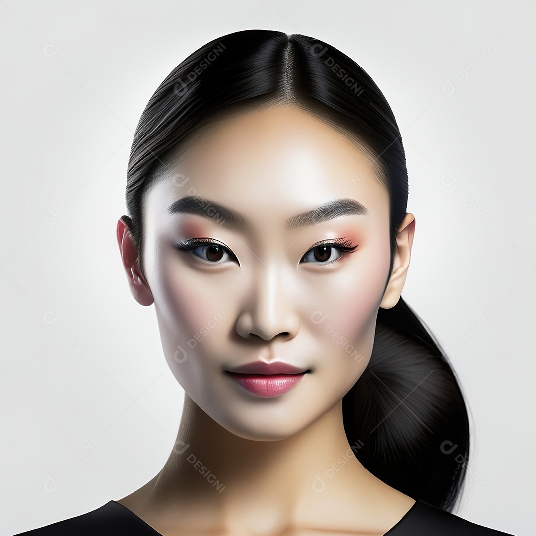 Retrato de uma mulher asiática em uma malha detalhada [download] - Designi