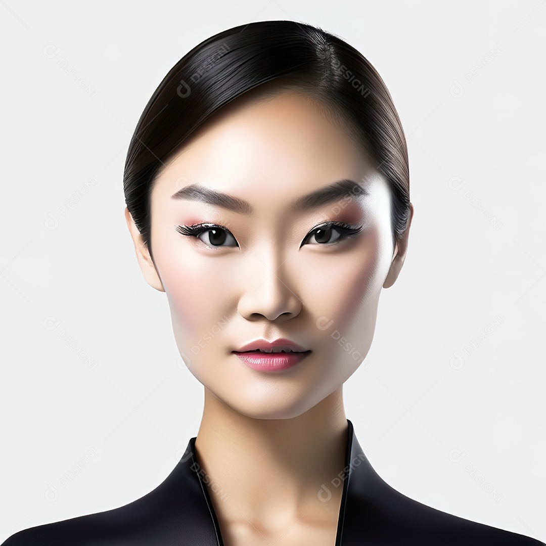 Retrato de uma mulher asiática em uma malha detalhada [download] - Designi