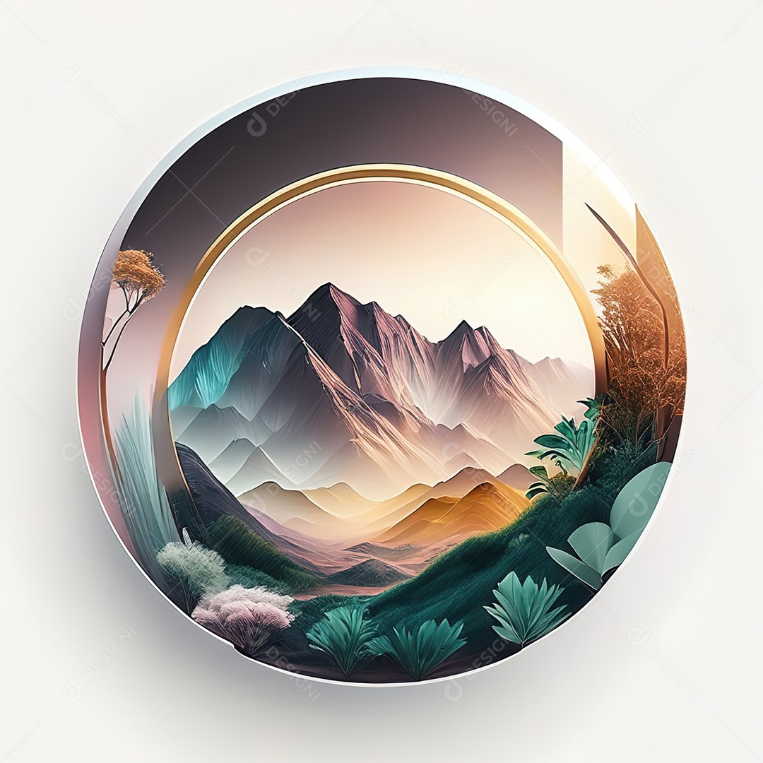 Logotipo redondo natureza futurista atlas cor suave [download] - Designi