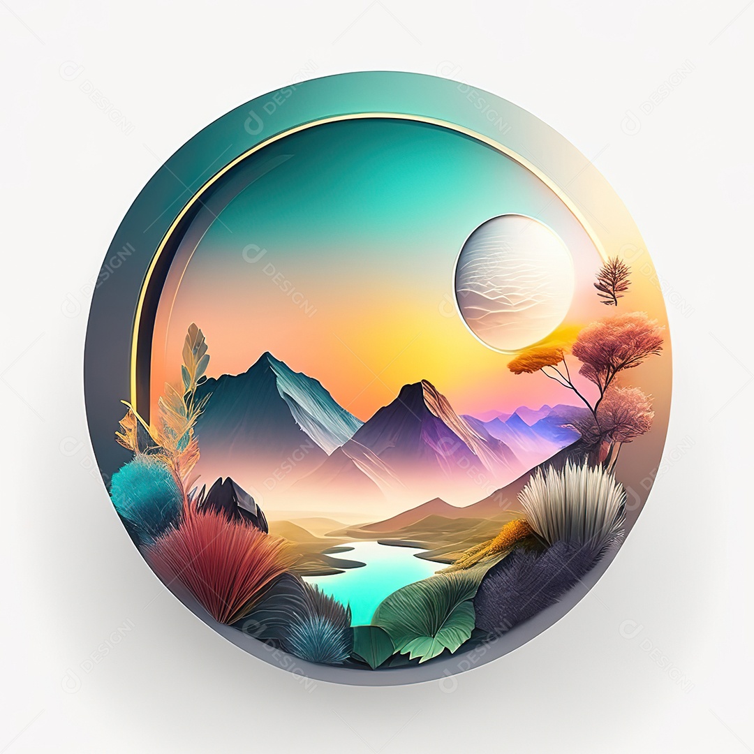 Logotipo redondo natureza futurista atlas cor suave [download] - Designi