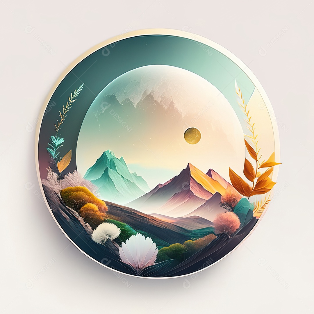 Logotipo redondo natureza futurista atlas cor suave [download] - Designi