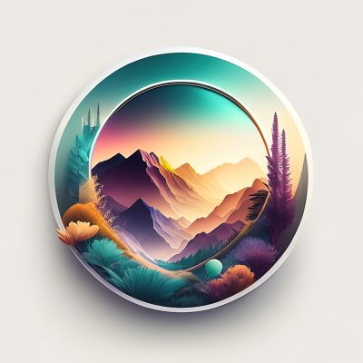 Logotipo redondo natureza futurista atlas cor suave [download] - Designi