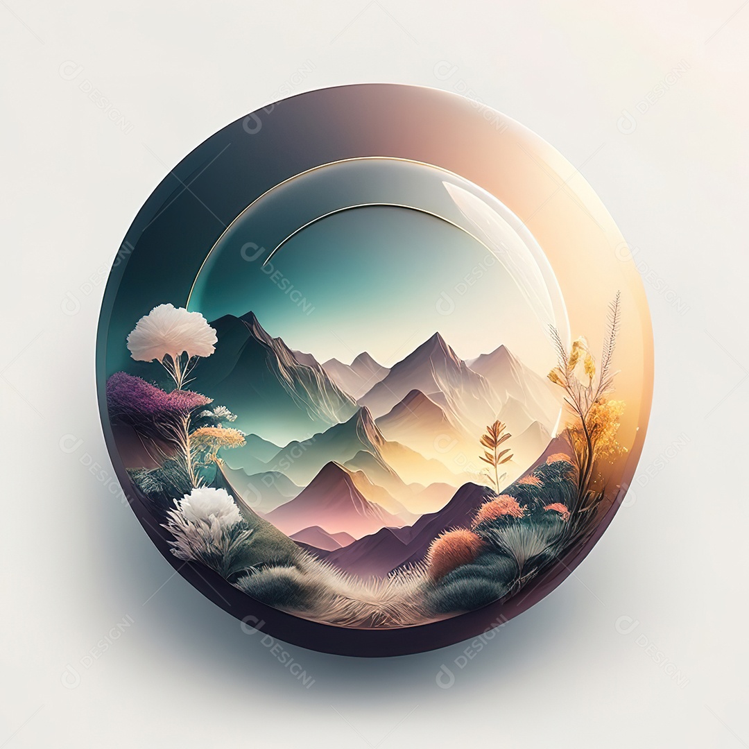 Logotipo redondo natureza futurista atlas cor suave [download] - Designi