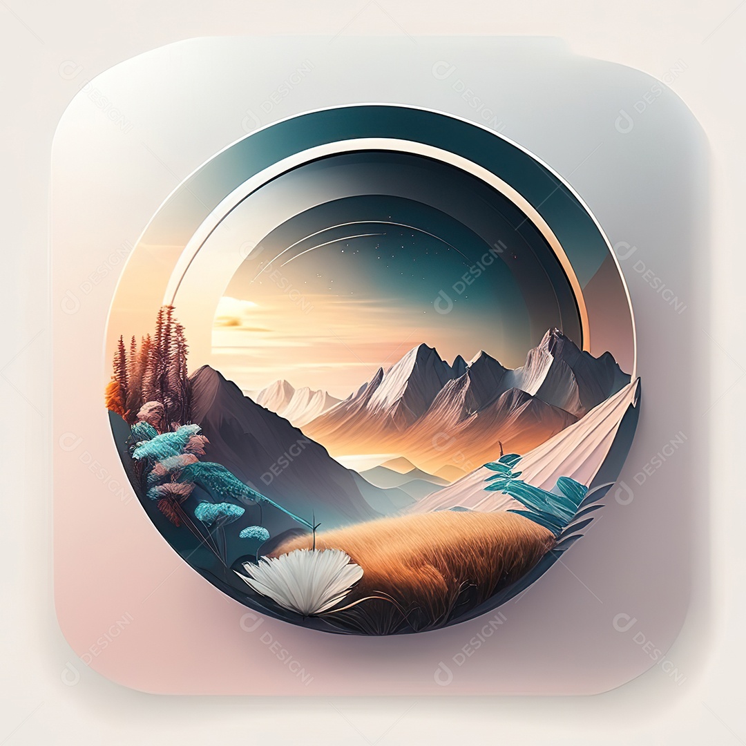 Logotipo redondo natureza futurista atlas cor suave [download] - Designi