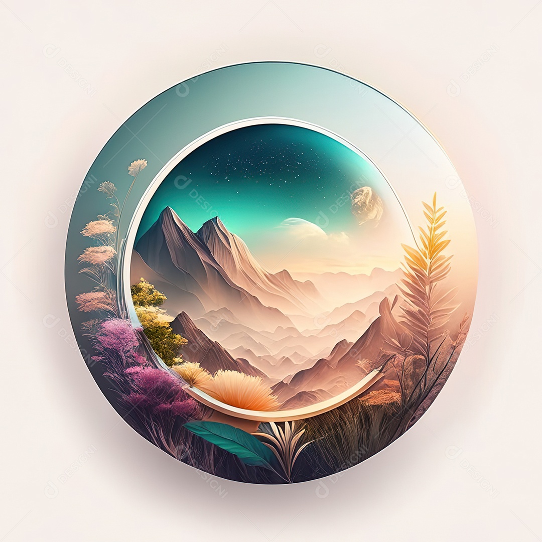 Logotipo redondo natureza futurista atlas cor suave [download] - Designi