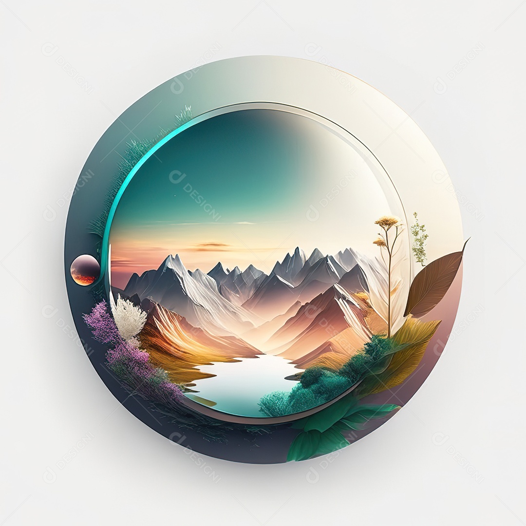 Logotipo redondo natureza futurista atlas cor suave [download] - Designi