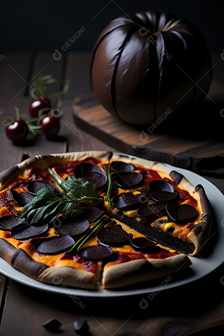 Imagem realista de pizza deliciosa sobre uma mesa de madeira [download ...