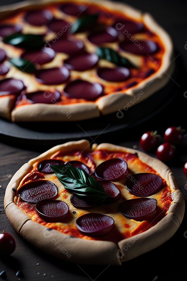 Imagem realista de pizza deliciosa sobre uma mesa de madeira [download ...