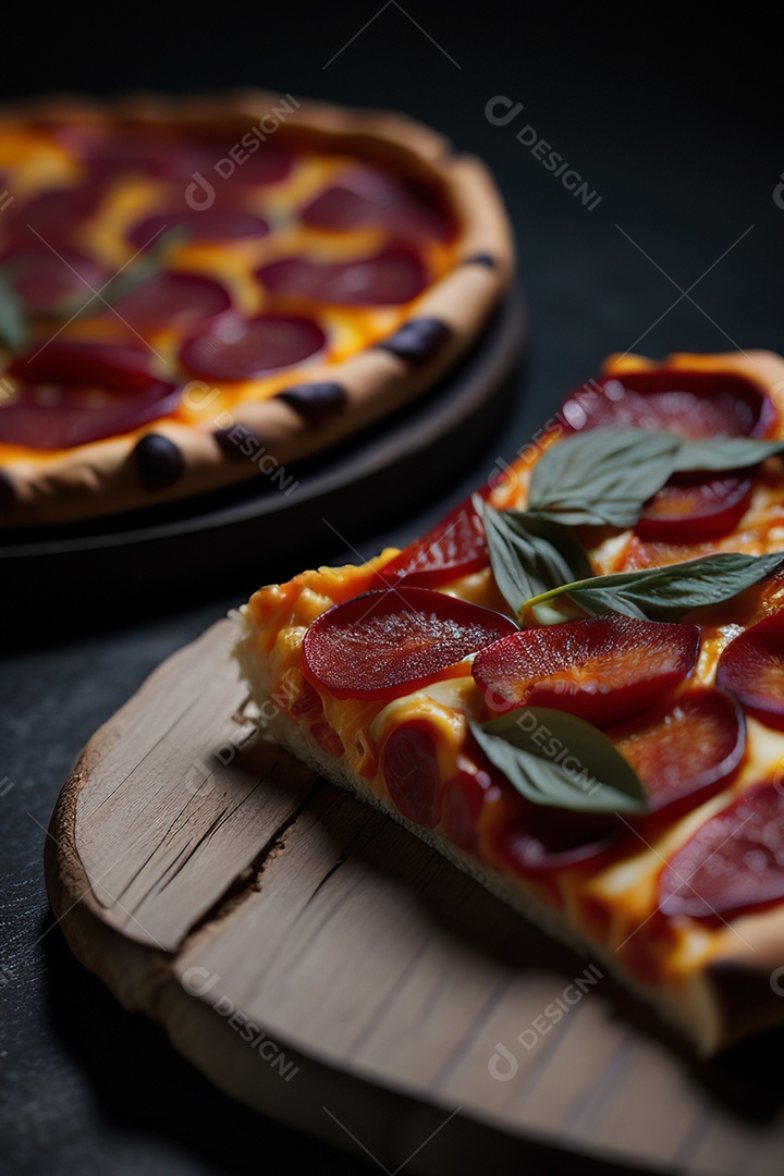Imagem realista de pizza deliciosa sobre uma mesa de madeira [download ...