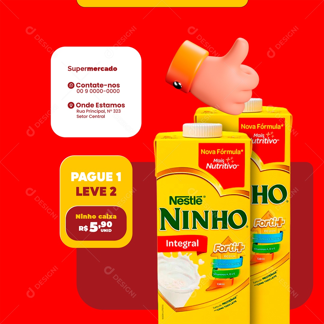Supermercado Pague 1 Leve 2 Ninho Caixa Social Media PSD Editável [download] - Designi