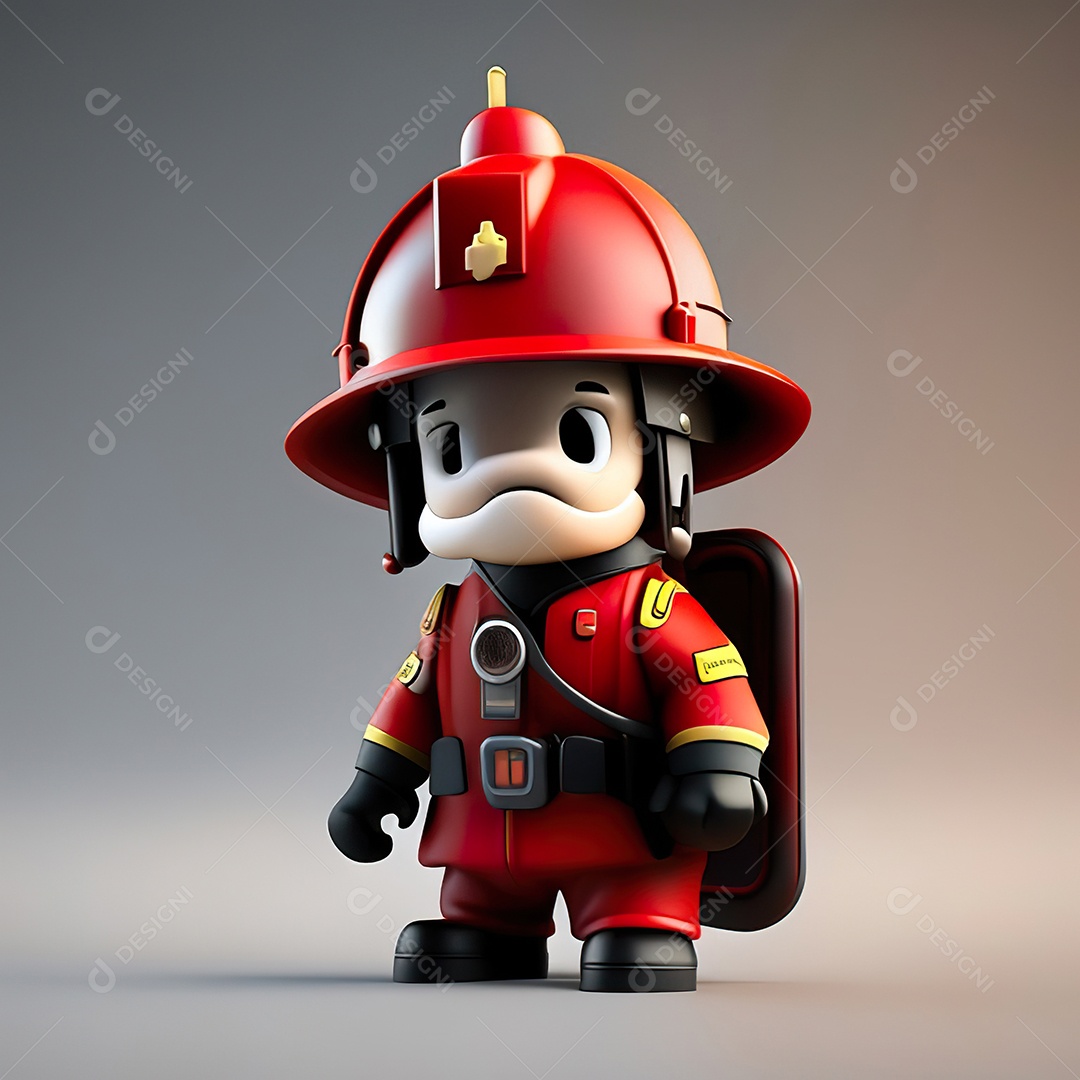 Mascote bombeiro 3D sobre fundo isolado [download] - Designi